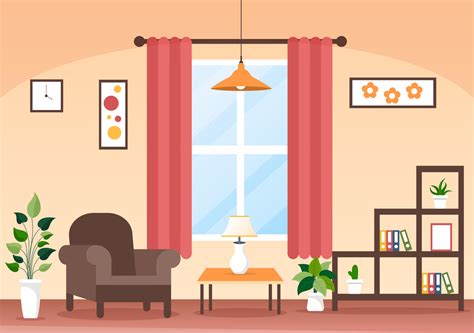 Home Furniture Flat Design Illustration For The Living Room To Be