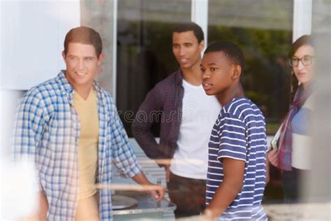 Just Hanging Out Between Class A Group Of University Students Hanging
