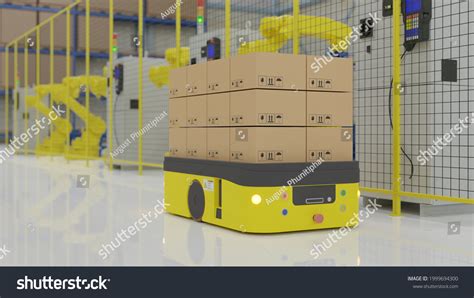 Agvautomated Guided Vehicle는 스마트 공장에서 부품을 스톡 일러스트 1999694300 Shutterstock