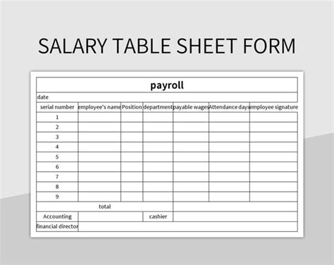 Free Salary Table Templates For Google Sheets And Microsoft Excel Slidesdocs