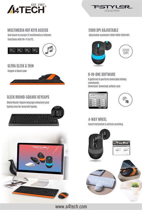 A4tech Fg1010s Fstyler Wireless Keyboard And Mouse Combo Technoo