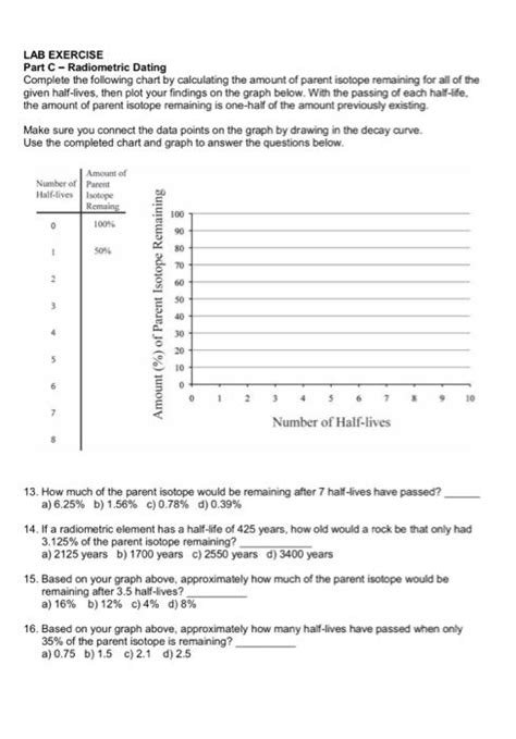 Solved Lab Exercise Part C Radiometric Dating Complete