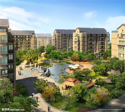 住宅小区鸟瞰内庭景观效果图设计图 建筑设计 环境设计 设计图库 昵图网