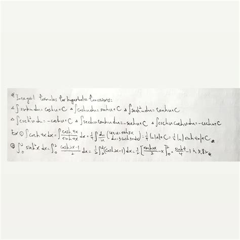 138 Integral Formulas For Hyperbolic Functions My Wiki Fandom