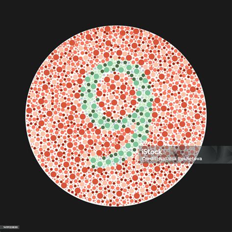 이시하라 색맹 검사 컬러 블라인드 테스트 색맹인을위한 녹색 번호 9 벡터 일러스트레이션 색맹에 대한 스톡 벡터 아트 및 기타 이미지 Istock