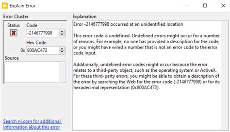 error 2146777998 when trying to call an excel application in labview ni