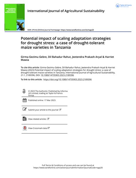 Pdf Potential Impact Of Scaling Adaptation Strategies For Drought Stress A Case Of Drought