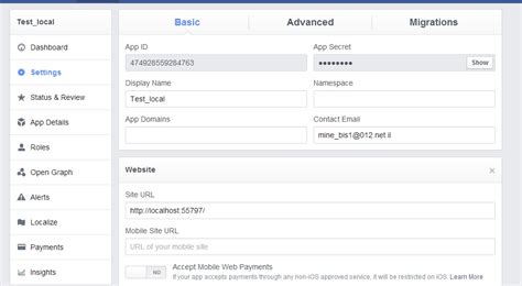 c facebook login throws given url is not allowed by the application