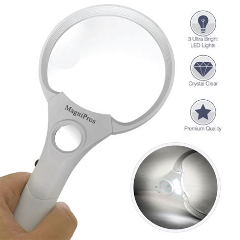 Lighted Handheld Magnifying Glass In Magnifying Glass
