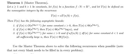 solved theorem 1 master theorem let a≥1 and b 1 be