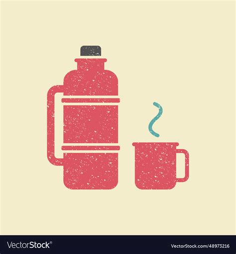 Thermos Flat Icon In Retro Style Hiking Symbol Vector Image