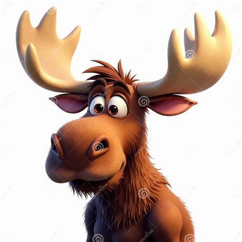 Cute Cartoon Moose Close Up Isolated Background Isolated Background Stock Illustration