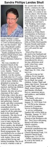 Sandra Phillips Landes Shull Obituaries