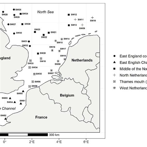 The Geographical Locations Of Seawater Sampling Sw01 Sw36 Sites In