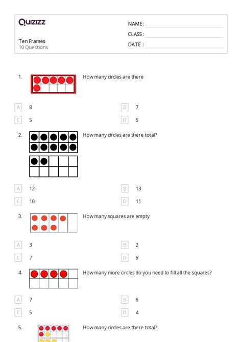 50 Subtraction And Ten Frames Worksheets For 1st Class On Quizizz Free And Printable