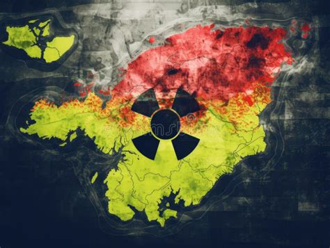 Nuclear Radioactive Sign On Land And Sea On Map Stock Image Image Of Radioactive Danger