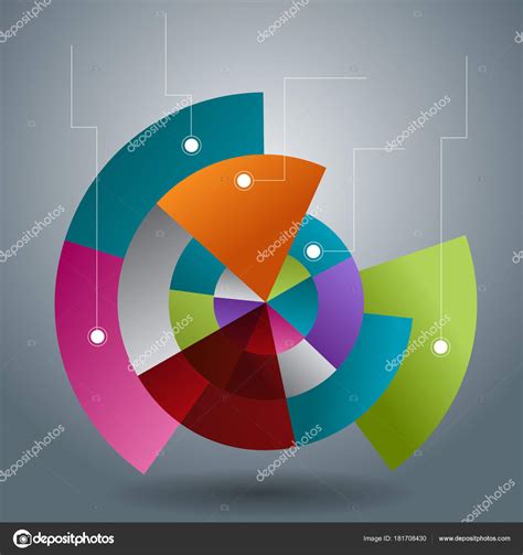 Gráfico de pastel transparente superpuesto Rebanadas Vector de stock