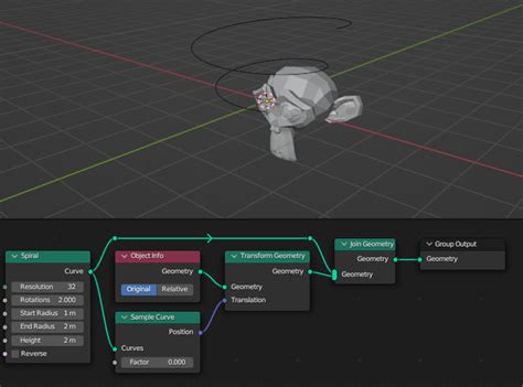 Bezier Curves Move Object Along A Path Created Using Geonode