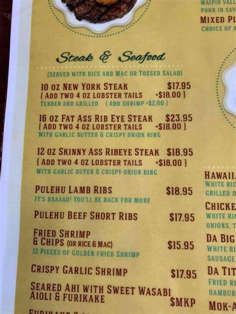 Menu At Hawaiian Style Cafe Hilo 64 Kaiwiki Rd