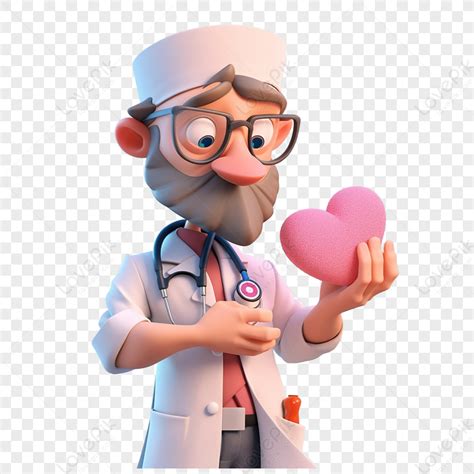 3차원 만화 의사 보유 심장 의료 개념직업돕다 Png 일러스트 무료 다운로드 Lovepik