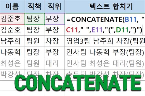 Concat 함수 텍스트 합치기 엑셀웍스