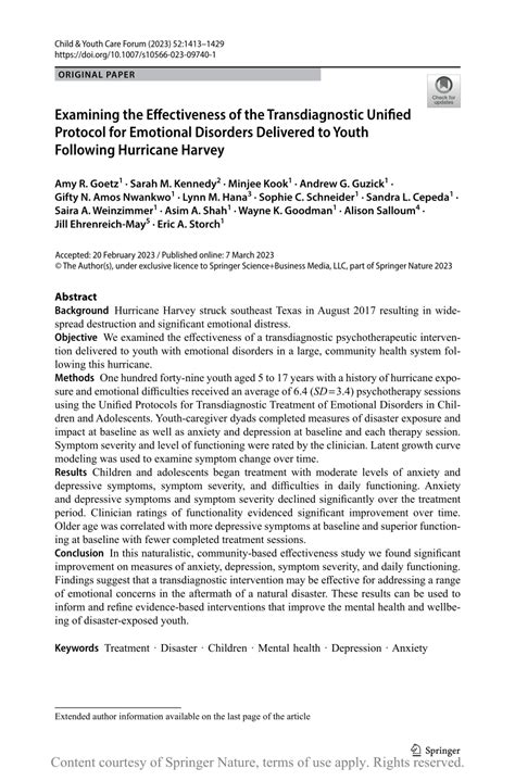 Examining The Effectiveness Of The Transdiagnostic Unified Protocol For