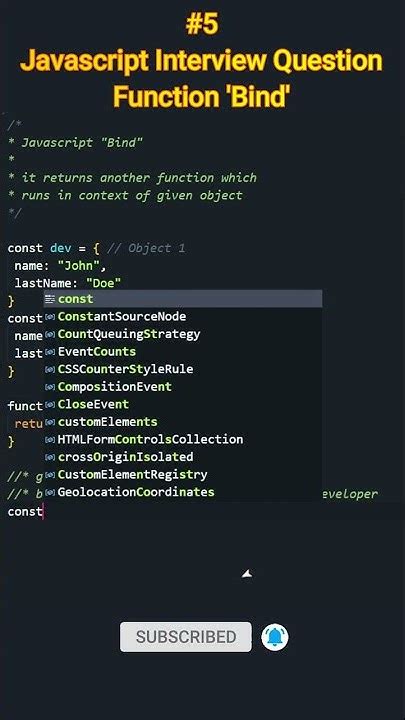 Javascript Bind Javascript Interview Questions Es6 Shorts