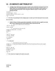 2D Kinematics Unit PROBLEM SET 1 Pdf U1 2D KINEMATICS UNIT PROBLEM SET 1 A Dodge Viper SAM