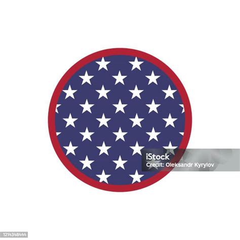 둥근 프레임 미국 국기 양식에 일치시키는 미국 라운드 애국 배지 빨간색 Stipes와 50 별 흰색 배경에 격리된 스톡 벡터 그림입니다 0명에 대한 스톡 벡터 아트 및 기타