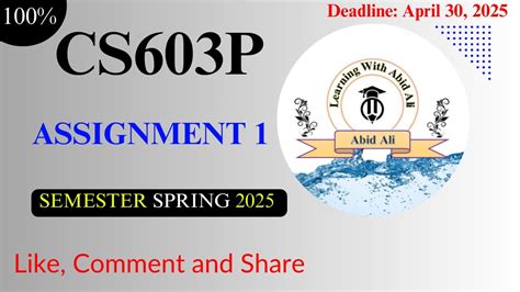 Cs603p Assignment 1 Cs603p Assignment 1 Solution 2025 Cs603p Assignment 1 Solution Spring