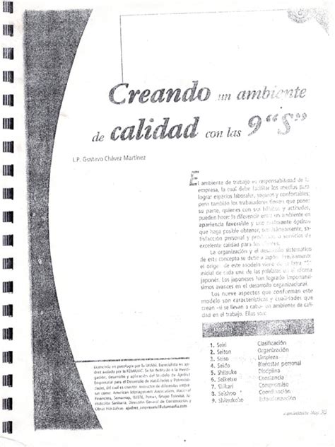 Creando Un Ambiente De Calidad Con Las 9 S Pdf