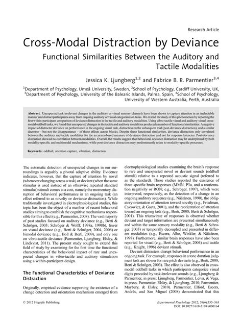 Pdf Cross Modal Distraction By Deviance
