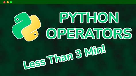 Python Arithmetic Operators In Less Than 3 Minutes Youtube