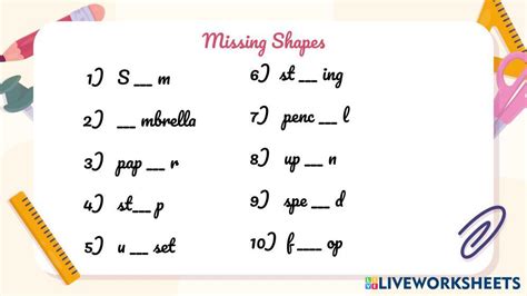 Missing Shapes Revision Live Worksheets