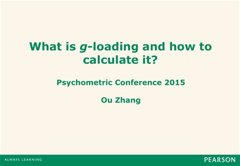 Ppt What Is G Loading And How To Calculate It Psychometric