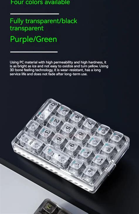 AULA F Wireless Numeric Keypad White Backlight Transparent Numeric Keyboard Key Bluetooth