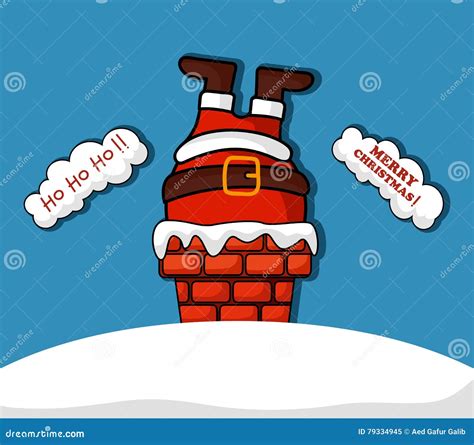 Cartoon Santa Claus In Chimney Stock Vector Illustration Of Chimney