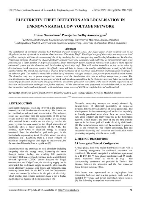 Pdf Electricity Theft Detection And Localisation In Unknown Radial