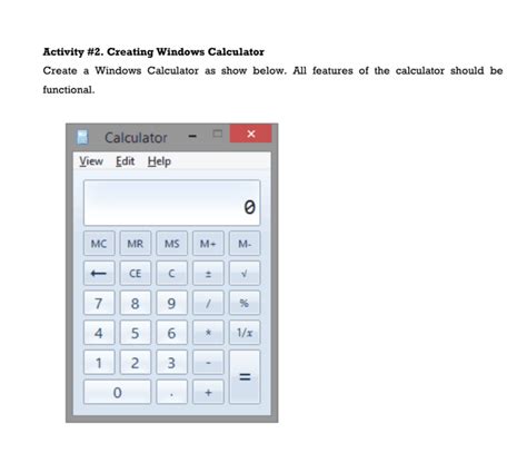 Solved Create A Windows Calculator As Show Below Using Chegg