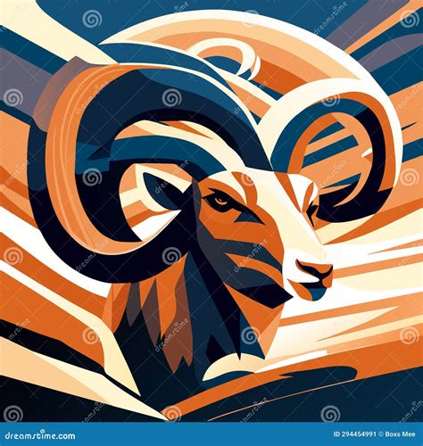 Vector Illustration Of A Head Of A Ram On An Abstract Background Generative Ai Stock Vector