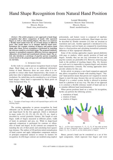 Pdf Hand Shape Recognition From Natural Hand Position