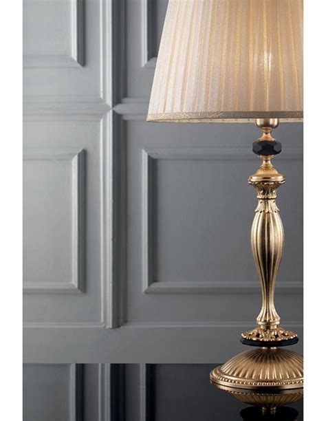 Lampada Da Tavolo In Ottone Foglia Oro Lume Classico 1 Luce Cic 380