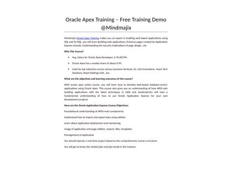 Ppt Oracle Apex Training Online Certification Course Powerpoint