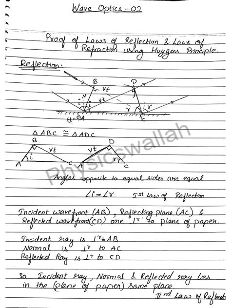 Class 12 Chapter 10 Wave Optics Lecture 02handwritten Notes
