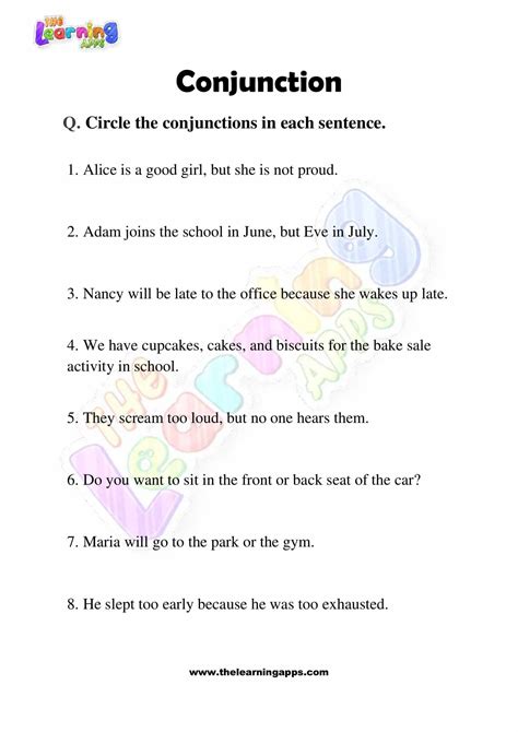 English Worksheets For Grade 3 Conjunctions
