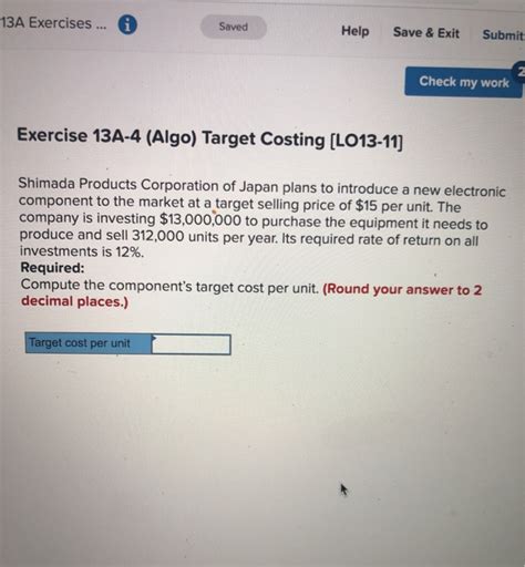 Solved 13a Exercises A Saved Help Save And Exit Submit