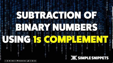 Subtraction Of Binary Numbers Using 1s Complement Method With Fractions