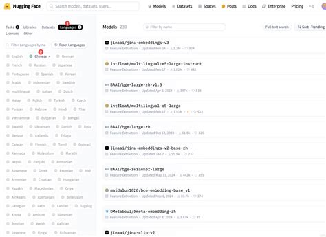 Hugging Face上面找开源的embedding模型