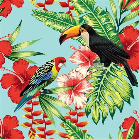 올 여름을 화려하게 물들일 고퀄리티 트로피컬 패턴 컬렉션 Aves Tropicais Flores Exóticas Aves