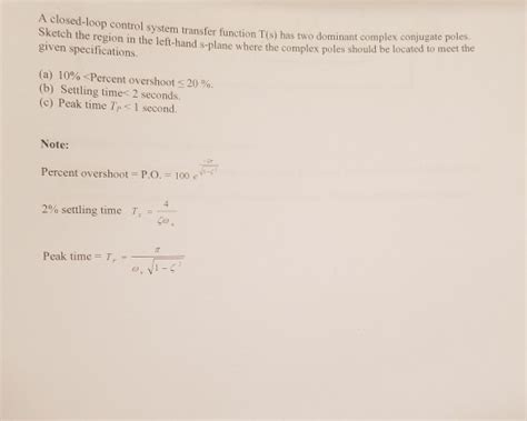 Solved A Closed Loop Control System Transfer Function Ts